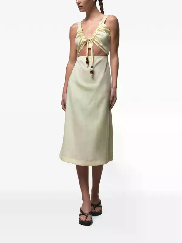 CAYET Helena Bead-embellished Cut-out Midi Dress