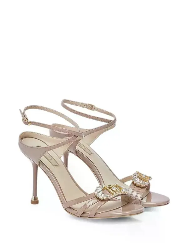 Liu Jo Crystal-embellished Patent Leather Stiletto Sandals - Neutrals