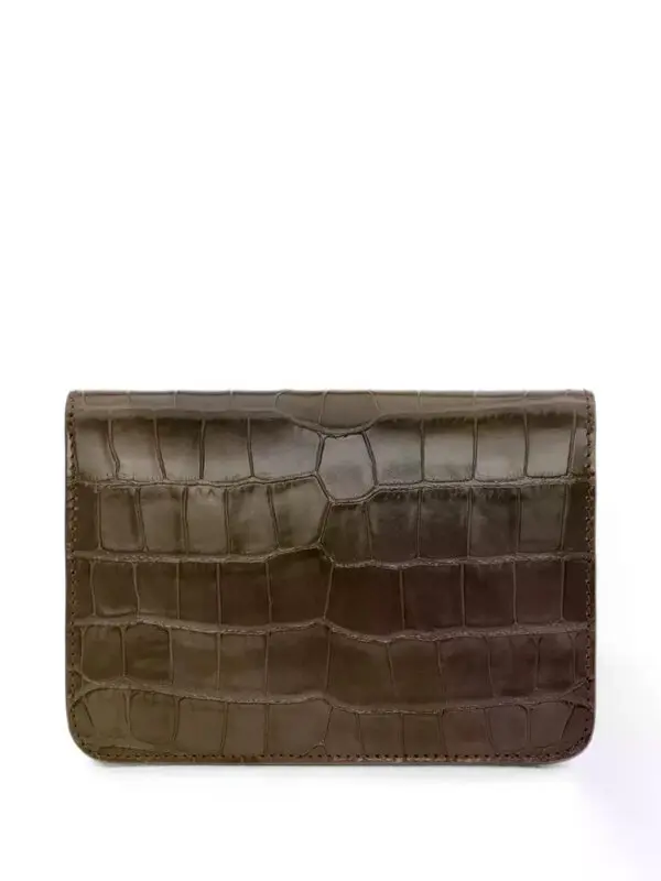 Oscar De La Renta Croc-effect Leather Clutch Mini Bag - Green