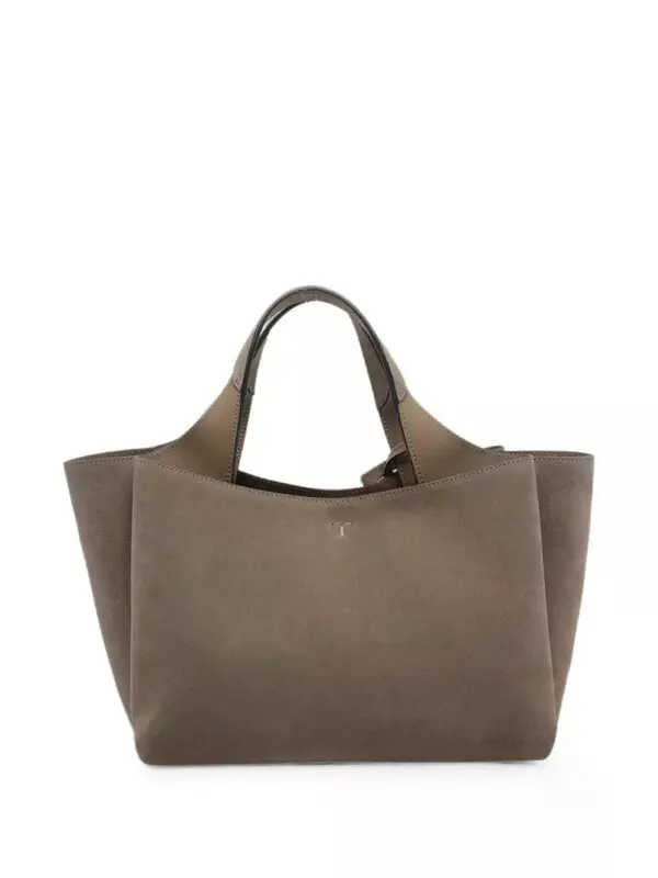 TOD'S T-logo Suede Tote Bag - Neutrals