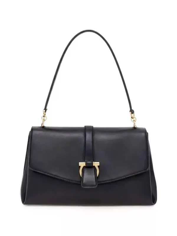 FERRAGAMO Small Mia Leather Shoulder Bag - Black