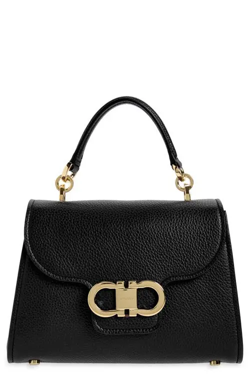 FERRAGAMO Double Gancio Top Handle Bag - Nero
