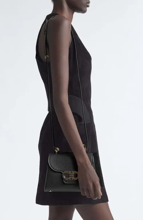 FERRAGAMO Double Gancio Top Handle Bag - Nero