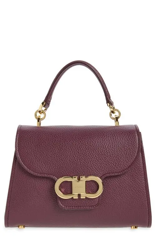 FERRAGAMO Double Gancio Top Handle Bag - Plum