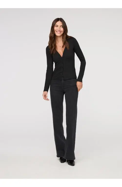 DUER Ribbed Pima Fitted Button Down - Black