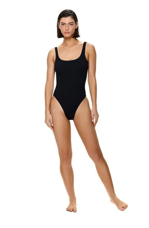 GOTTEX Tubular Square Neck One Piece - Black