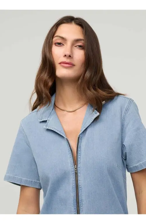 DUER Performance Denim Short Sleeve Jumpsuit