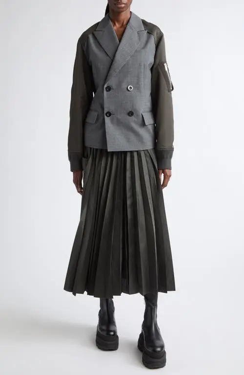 Sacai Mixed Media Double-breasted Blazer Jacket