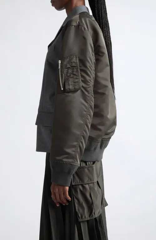 Sacai Mixed Media Double-breasted Blazer Jacket