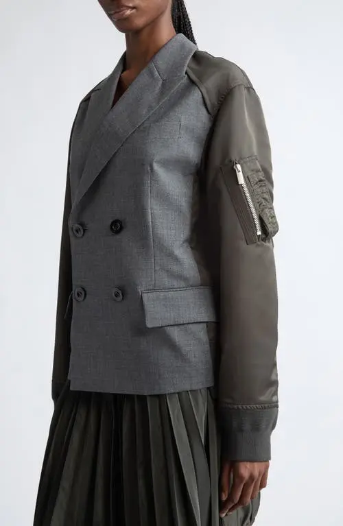 Sacai Mixed Media Double-breasted Blazer Jacket