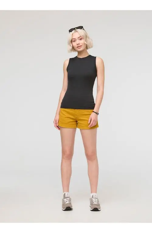 DUER Ribbed Pima High Neck Tank - Black