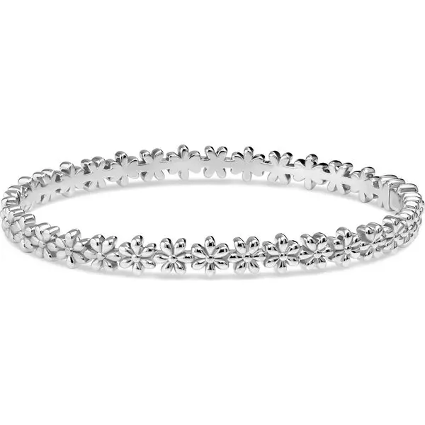 DEVATA Daisy Flower Eternity Bangle Bracelet - Silver