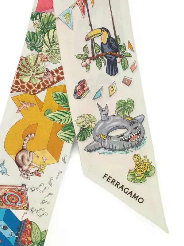 FERRAGAMO Jungle Party Graphic-print Bandeau Scarf
