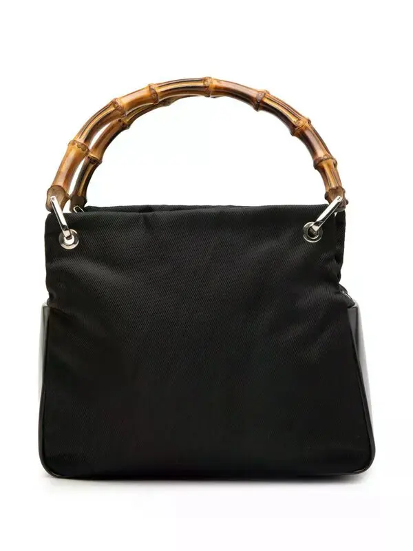 Gucci 20th Century Nylon Bamboo Handbag - Black