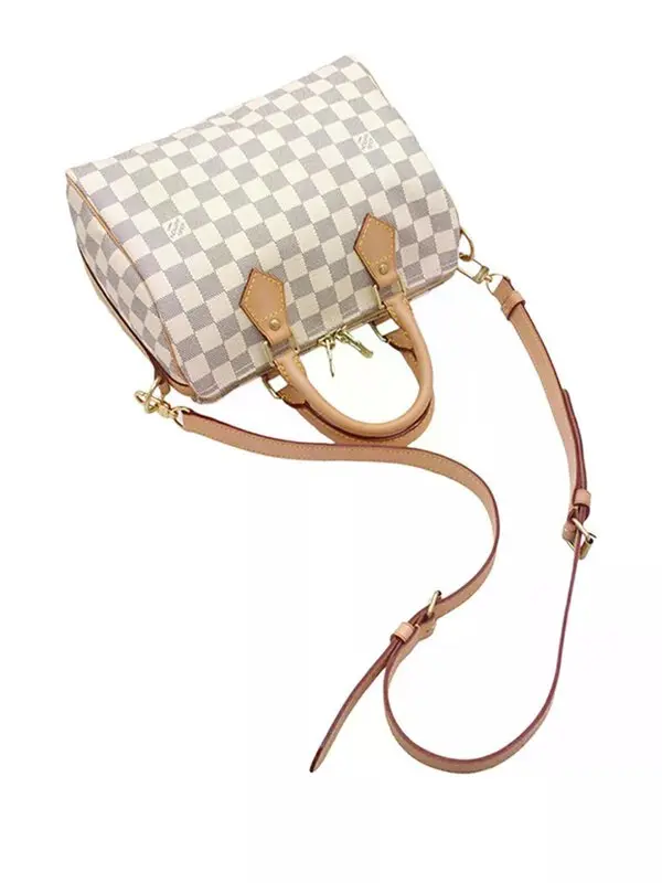 LOUIS VUITTON Damier Azur Speedy Bandouliere 25 Satchel - White