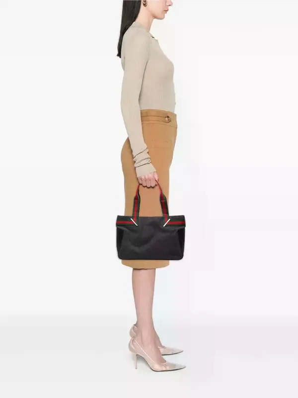 Gucci Denim Web Tote Bag