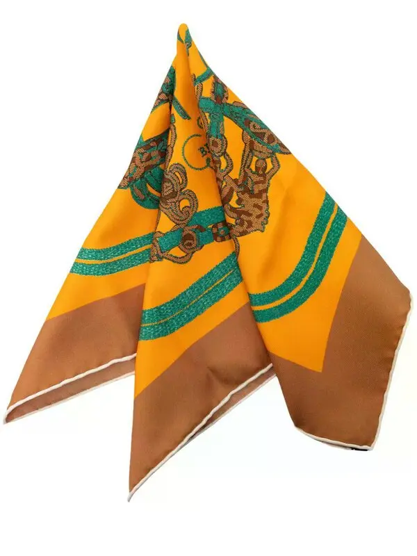 Hermès 20th Century Brides De Gala Brode Main Silk Pocket Scarf 45 Scarves - Brown