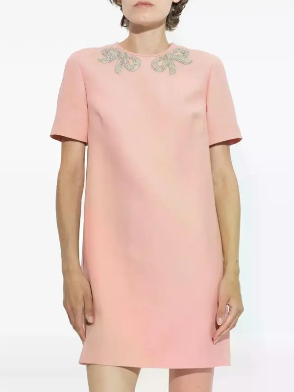 Valentino Garavani Bow-embellished Shift Mini Dress