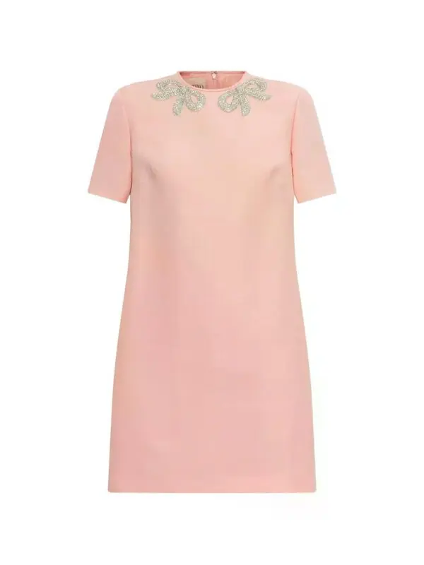 Valentino Garavani Embellished Bow Mini Dress - Pink
