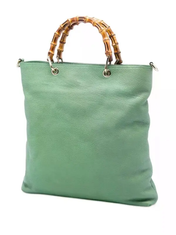 Gucci Calfskin Bamboo Shopper Tote Satchel - Green