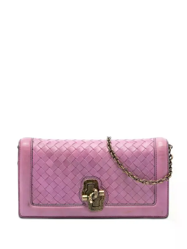 Bottega Veneta 2012-2026 Nappa Intrecciato Olimpia Knot Shoulder Bag - Pink