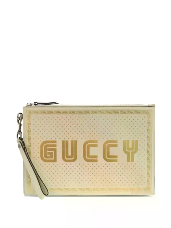 Gucci 2016-2026 Calfskin Guccy Sega Clutch Bag - White