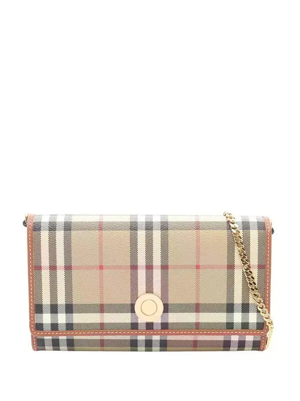 Burberry 2000-2017 House Check Coated Canvas Wallet On Chain Crossbody Bag - Neutrals