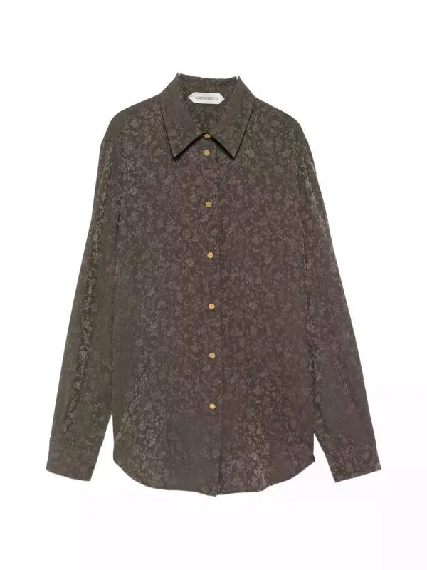 Alberta Ferretti Floral-jacquard Pussy-bow Shirt - Grey