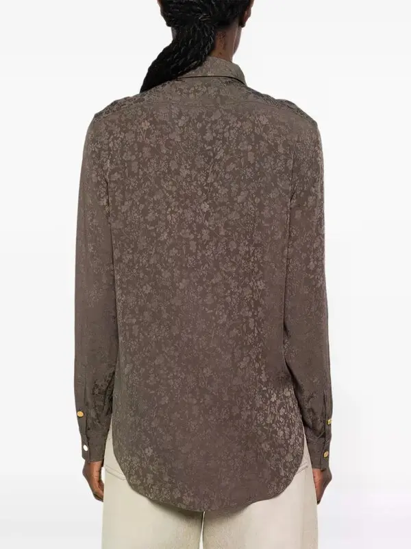 Alberta Ferretti Floral Jacquard Pussy-bow Shirt