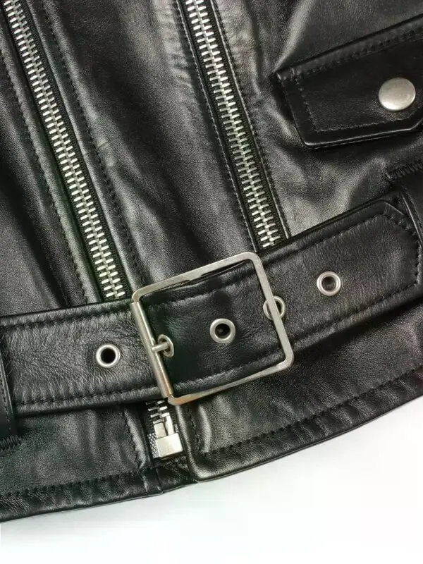 Saint Laurent Leather Belted Biker Jacket