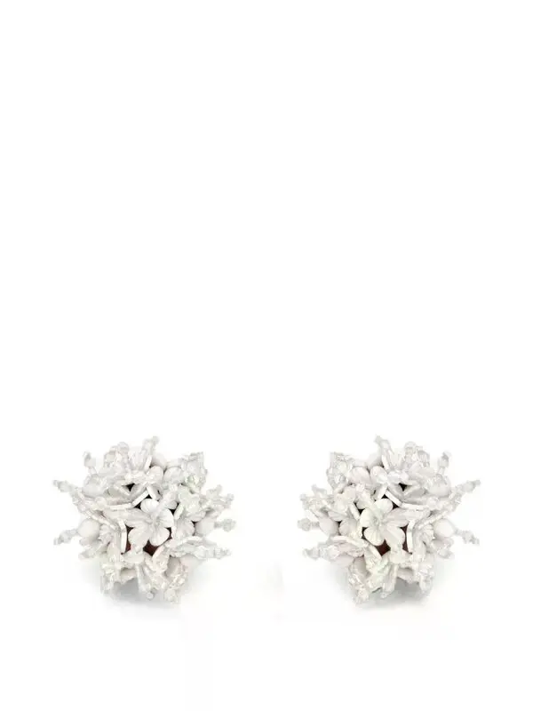Oscar De La Renta Firework Clip-on Earrings - White