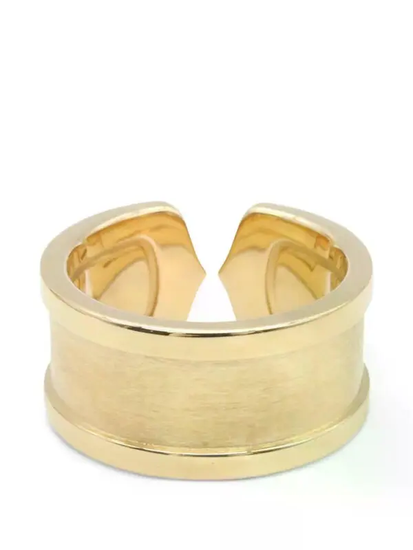 Cartier 18k Yellow Brushed And Polished Finish Engraved Logo Wide Ring