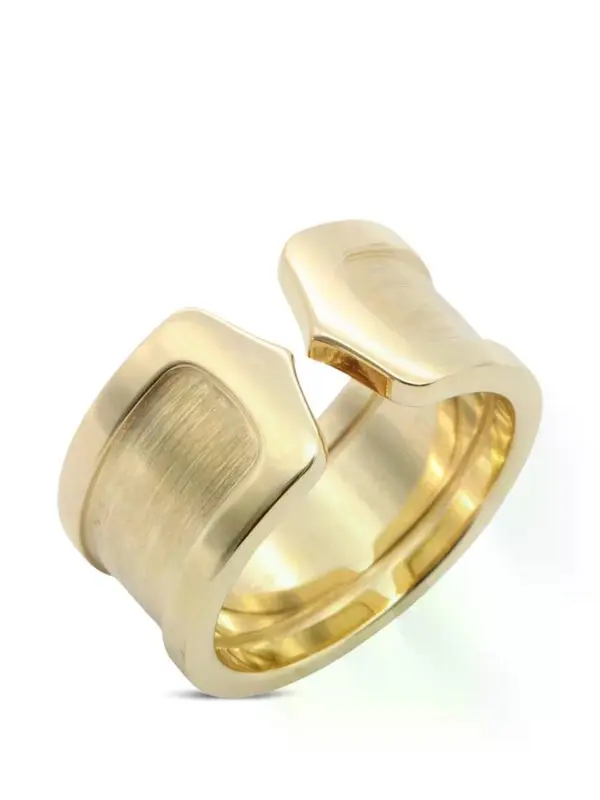 Cartier 18k Yellow Brushed And Polished Finish Engraved Logo Wide Ring