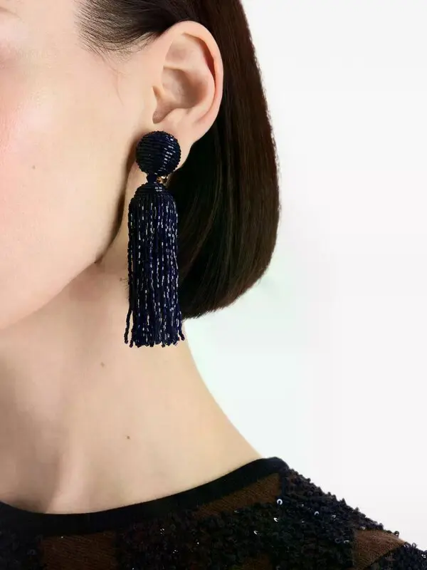 Oscar De La Renta Beaded Tassel Earrings