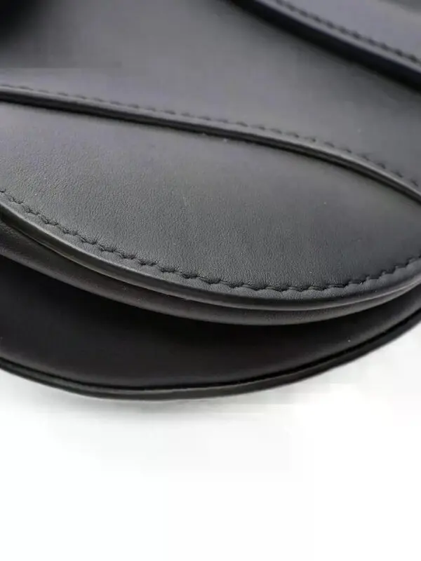 Dior Leather Mini Saddle Shoulder Bag With D-initial Charm - Black
