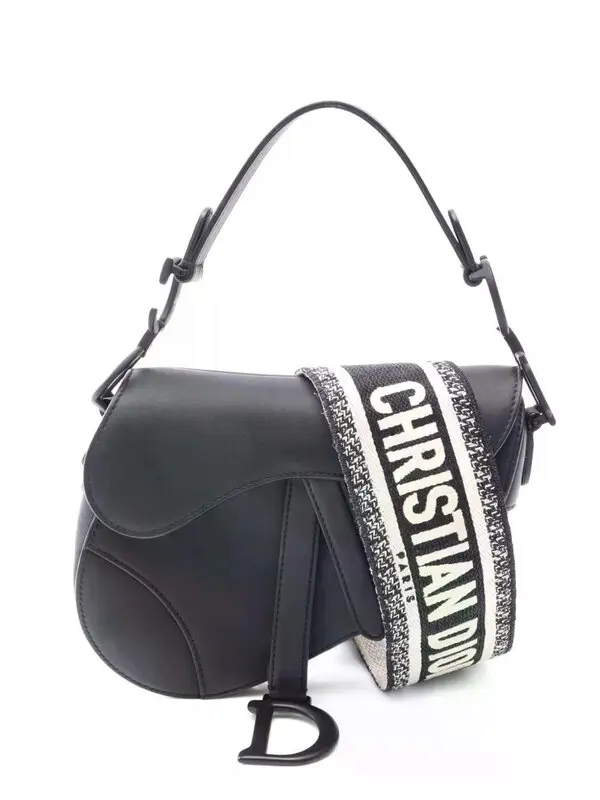 Dior Leather Mini Saddle Shoulder Bag With D-initial Charm - Black