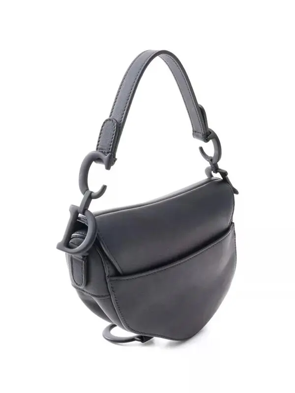 Dior Leather Mini Saddle Shoulder Bag With D-initial Charm - Black