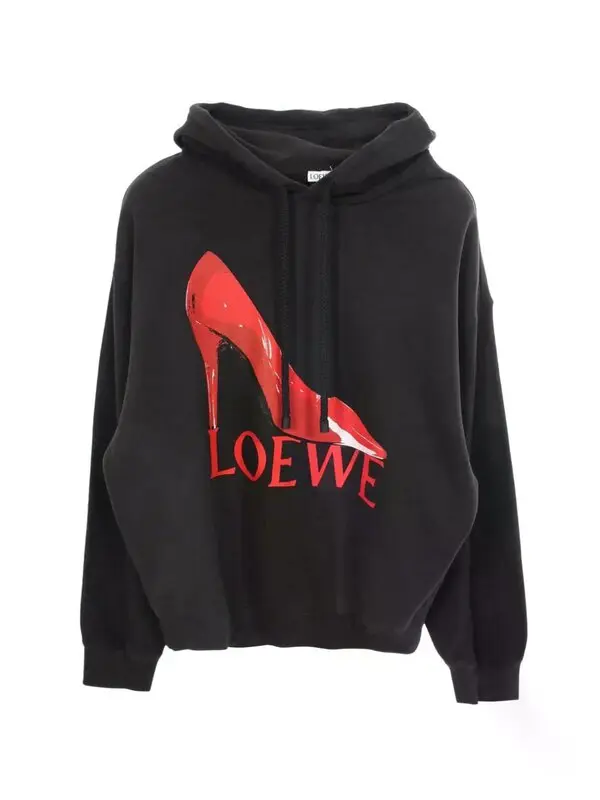 Loewe Logo Print Hoodie - Black