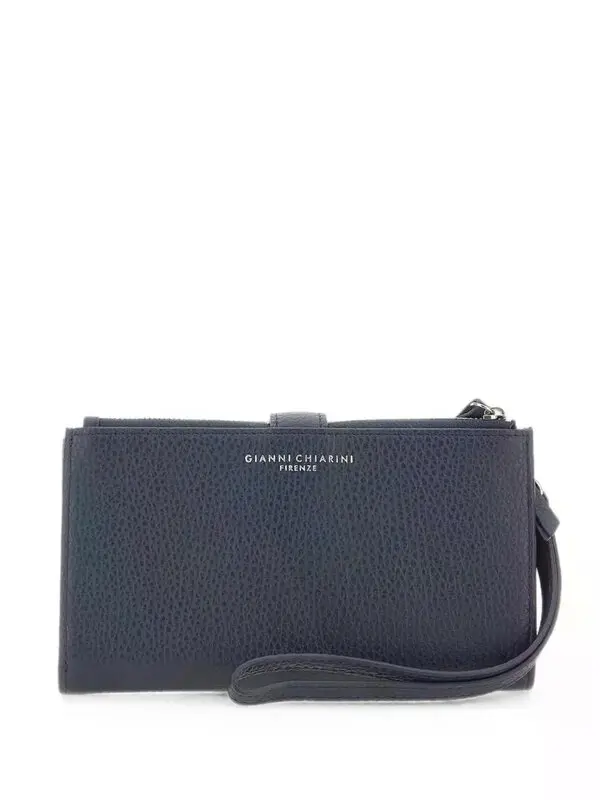 GIANNI CHIARINI Dollaro Pebbled Leather Wallet - Blue