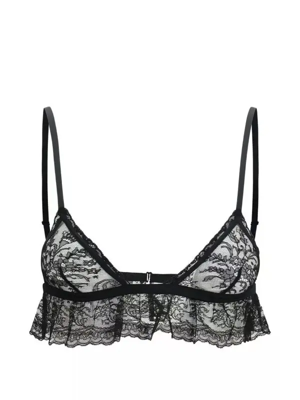 Dolce & Gabbana Lace Ruffled Bra - Black