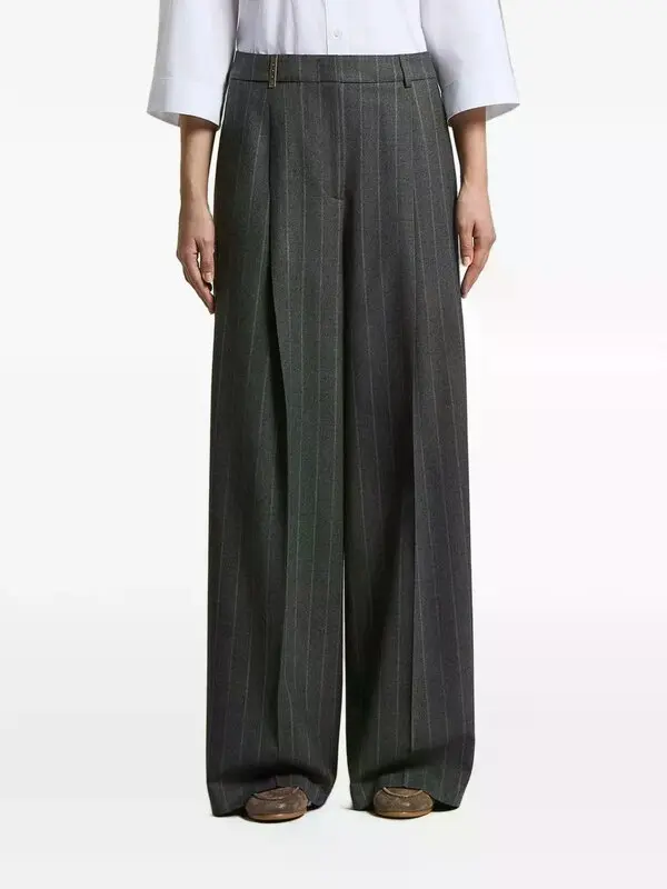 Peserico Pinstripe Pleated Wide Leg Trousers