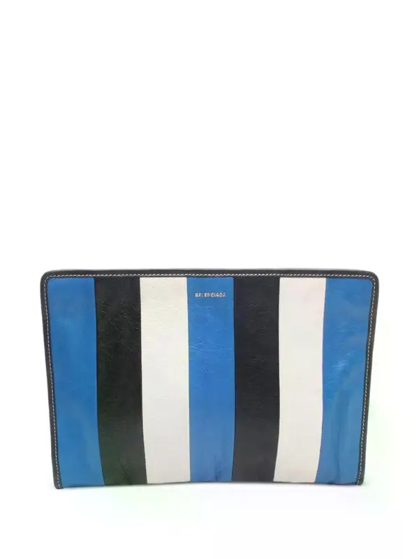 Balenciaga 2000s Bazar Striped Clutch Bag - Blue
