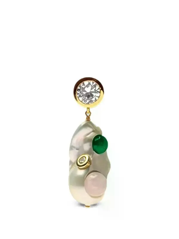 SHARRA PAGANO Baroque Pearl And Gemstone Earring - Gold