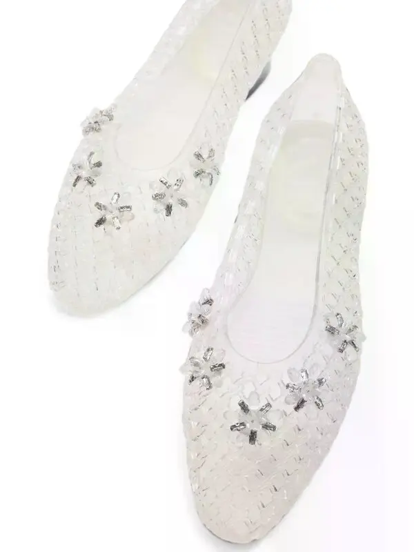 HEAVENLY JELLY Crystal-embellished Woven Ballet Flats
