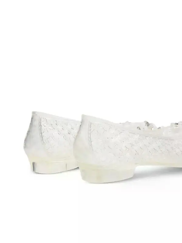 HEAVENLY JELLY Crystal-embellished Woven Ballet Flats