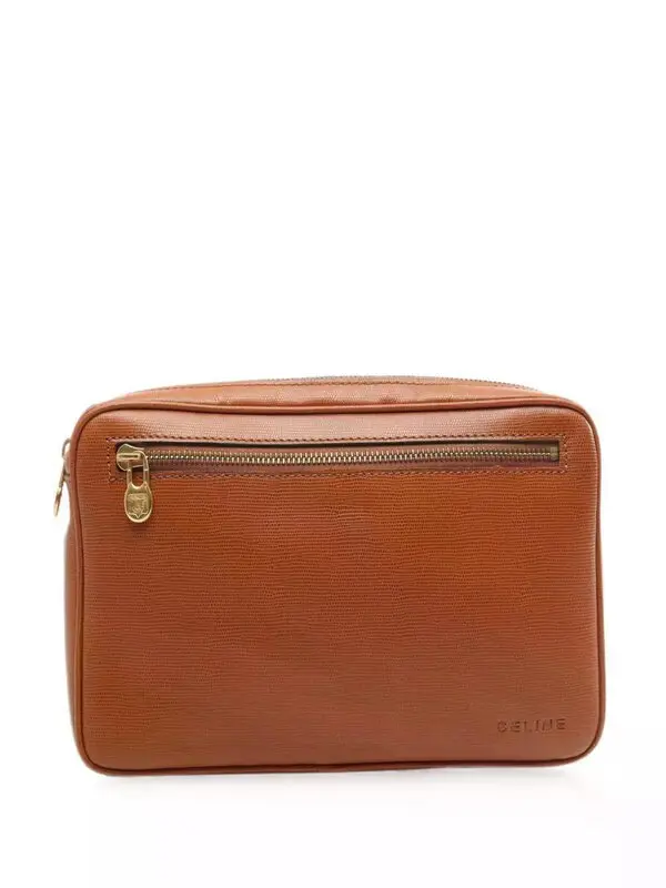 Celine 2000s Lizard-effect Clutch Bag - Brown