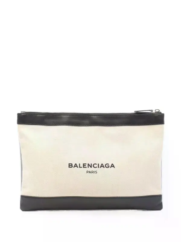 Balenciaga 2000s Navy Clip M Clutch Bag - Neutrals