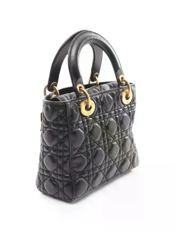 Dior Small 2010s Lady Cannage Handbag - Black