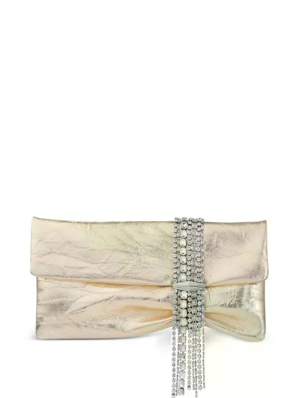 JIMMY CHOO Zandra Crystal-embellished Clutch Bag - Gold