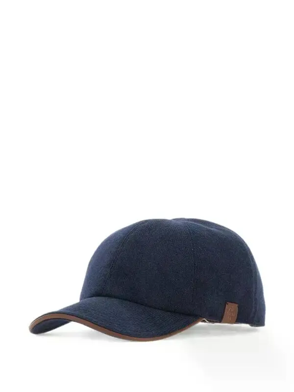 Eleventy Leather-trim Cashmere Baseball Cap
